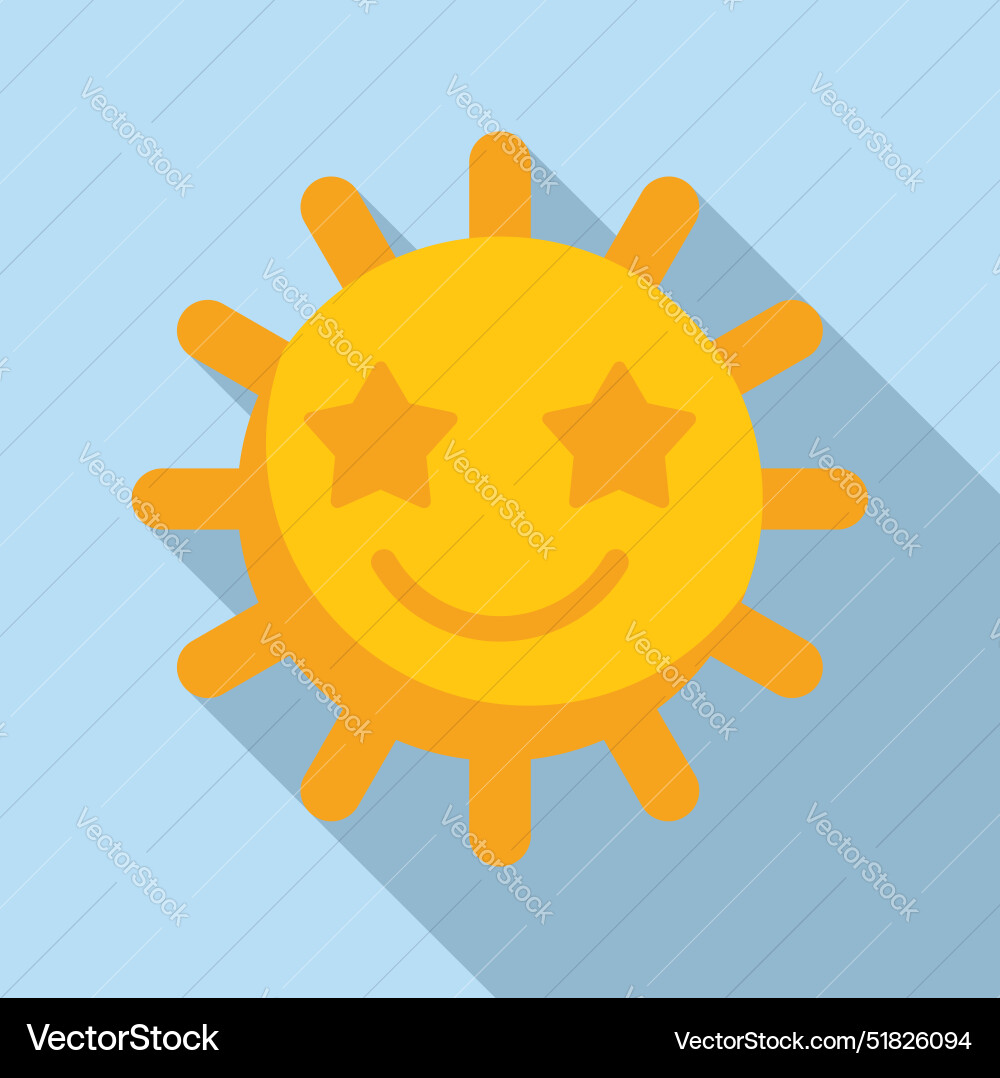 Smiling sun character having fun with starry eyes Vector Image