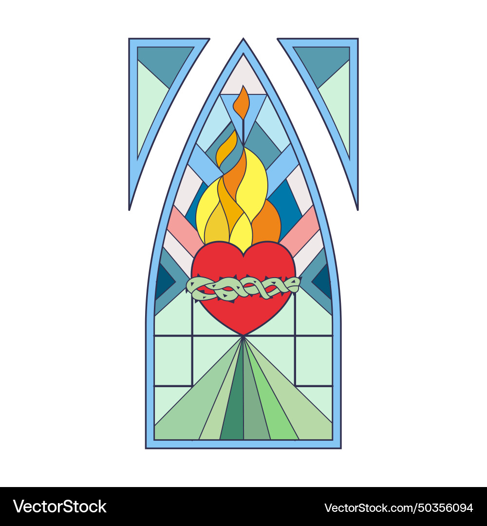 Stained glass arch gothic window mosaic pattern Vector Image