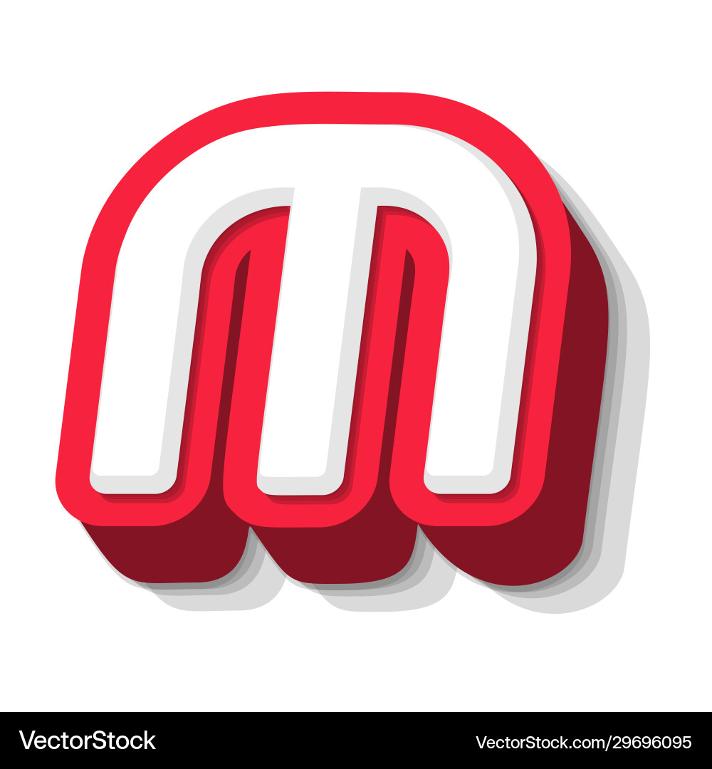 3d bold funny letter m heavy type for modern Vector Image
