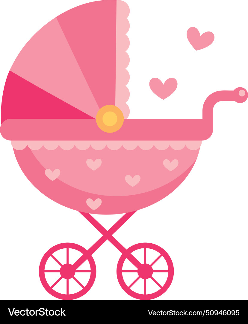 Baby shower pink pram Royalty Free Vector Image