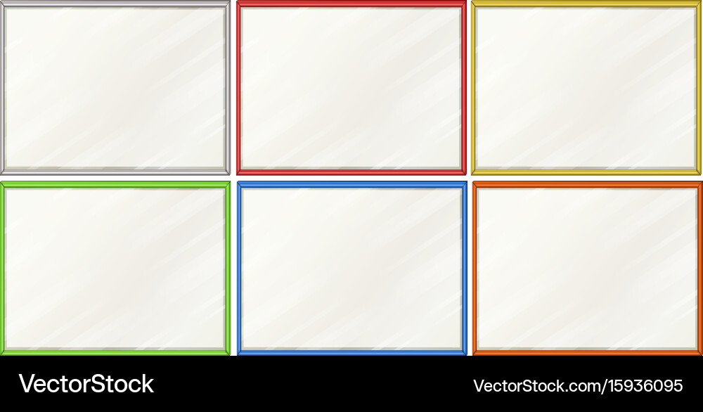 Blank boards with six color frames Royalty Free Vector Image