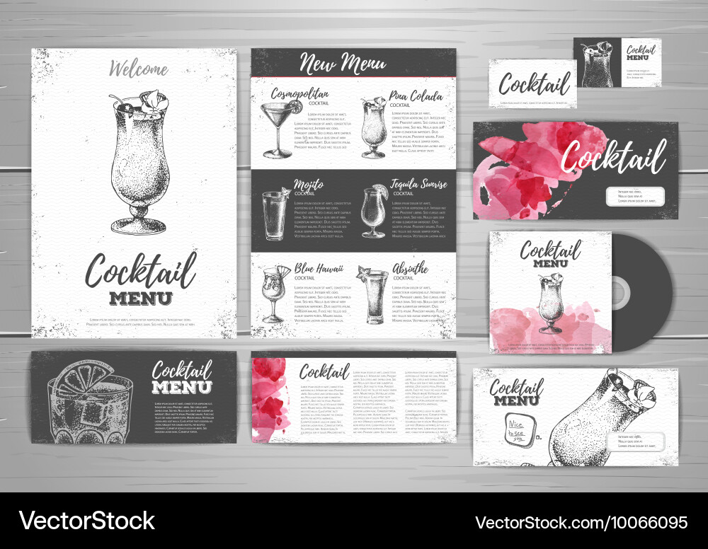 Cocktail menu document template Royalty Free Vector Image