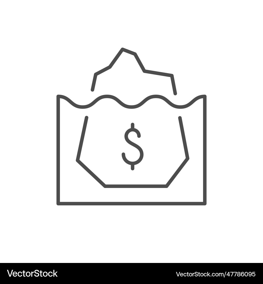 Income hiding line outline icon Royalty Free Vector Image