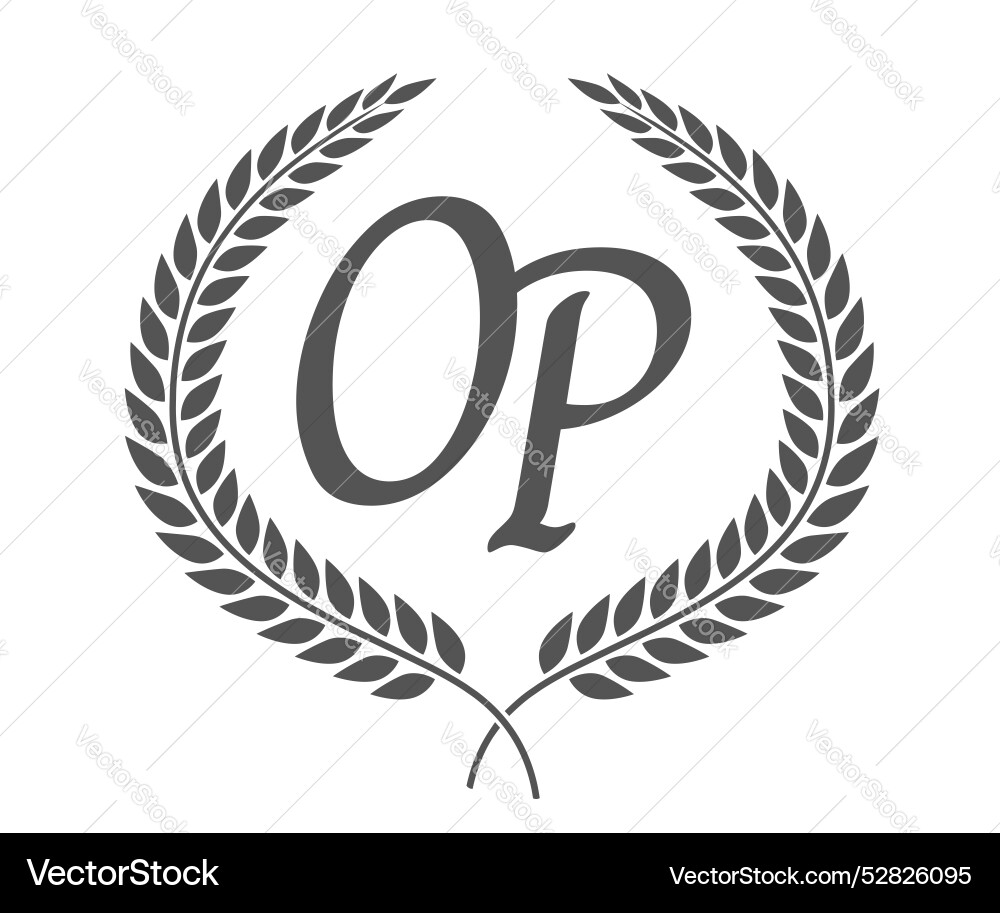 Initial letter o and p op monogram logo design Vector Image
