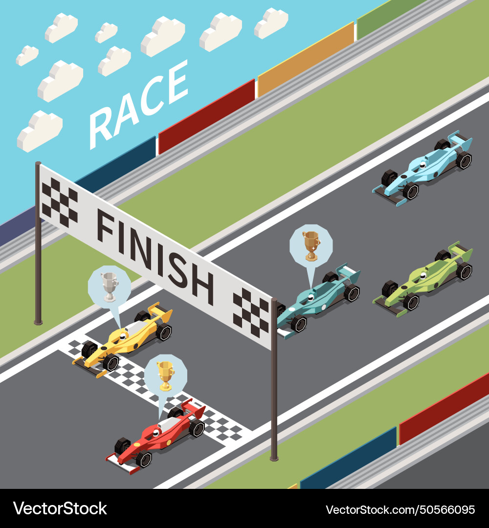 Race finish line composition Royalty Free Vector Image