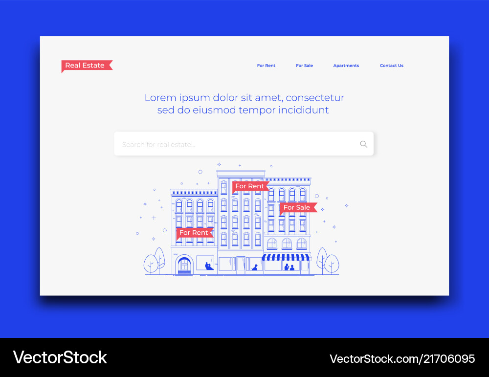 Real Estate Homepage Mockup Royalty Free Vector Image