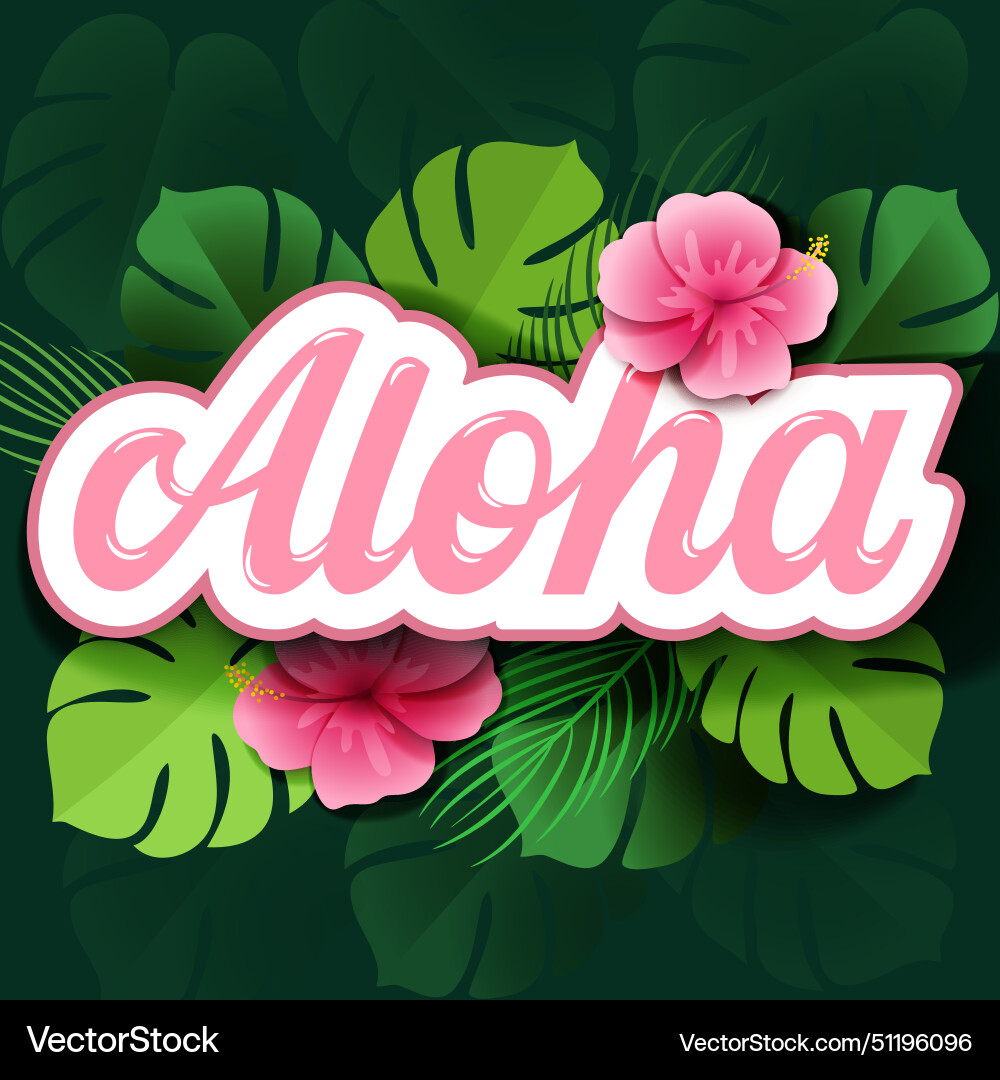 Aloha hand lettering on paper cut background Vector Image
