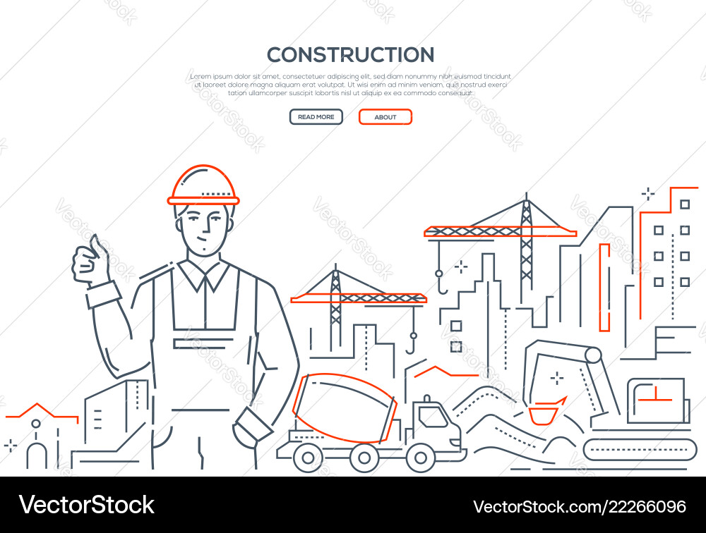 Construction - colorful line design style web Vector Image
