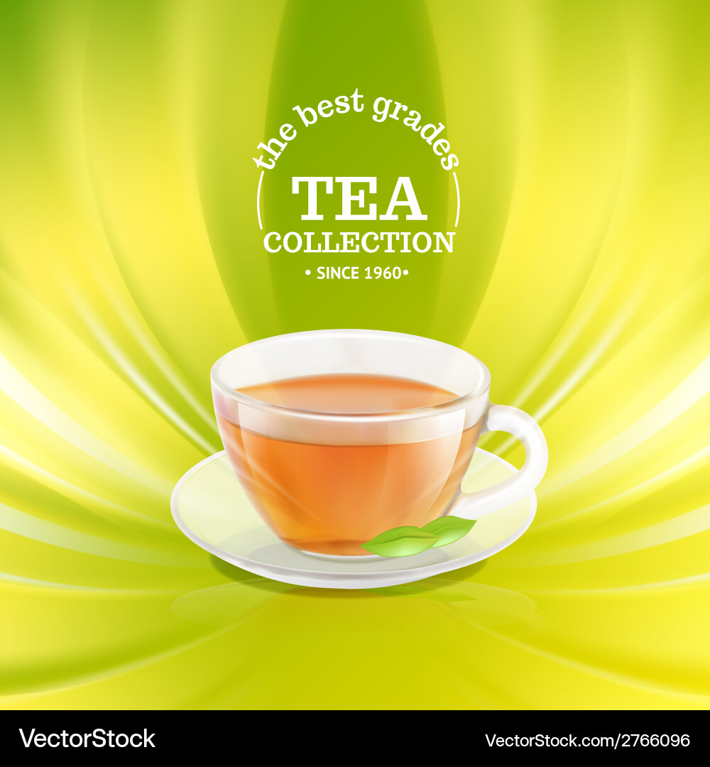 Elegant Tea Cup on Green Royalty Free Vector Image