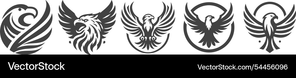 Five stylized eagle designs Royalty Free Vector Image