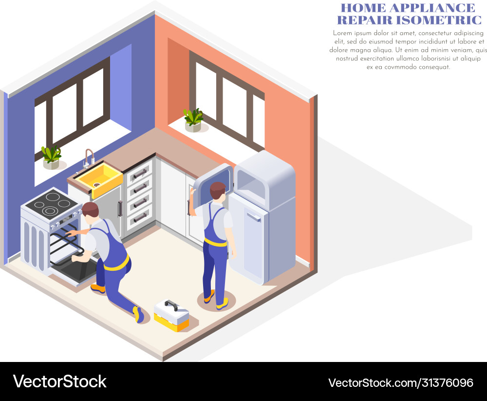 Home appliance repair composition Royalty Free Vector Image