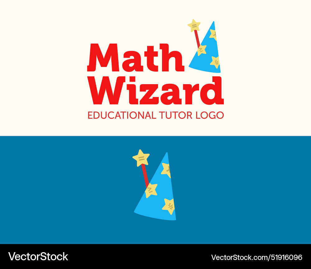 Math wizard tutor logo Royalty Free Vector Image