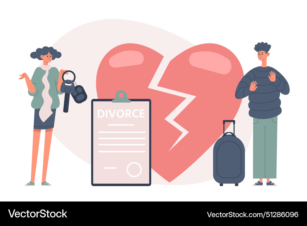 Property division separation divorce and dispute Vector Image