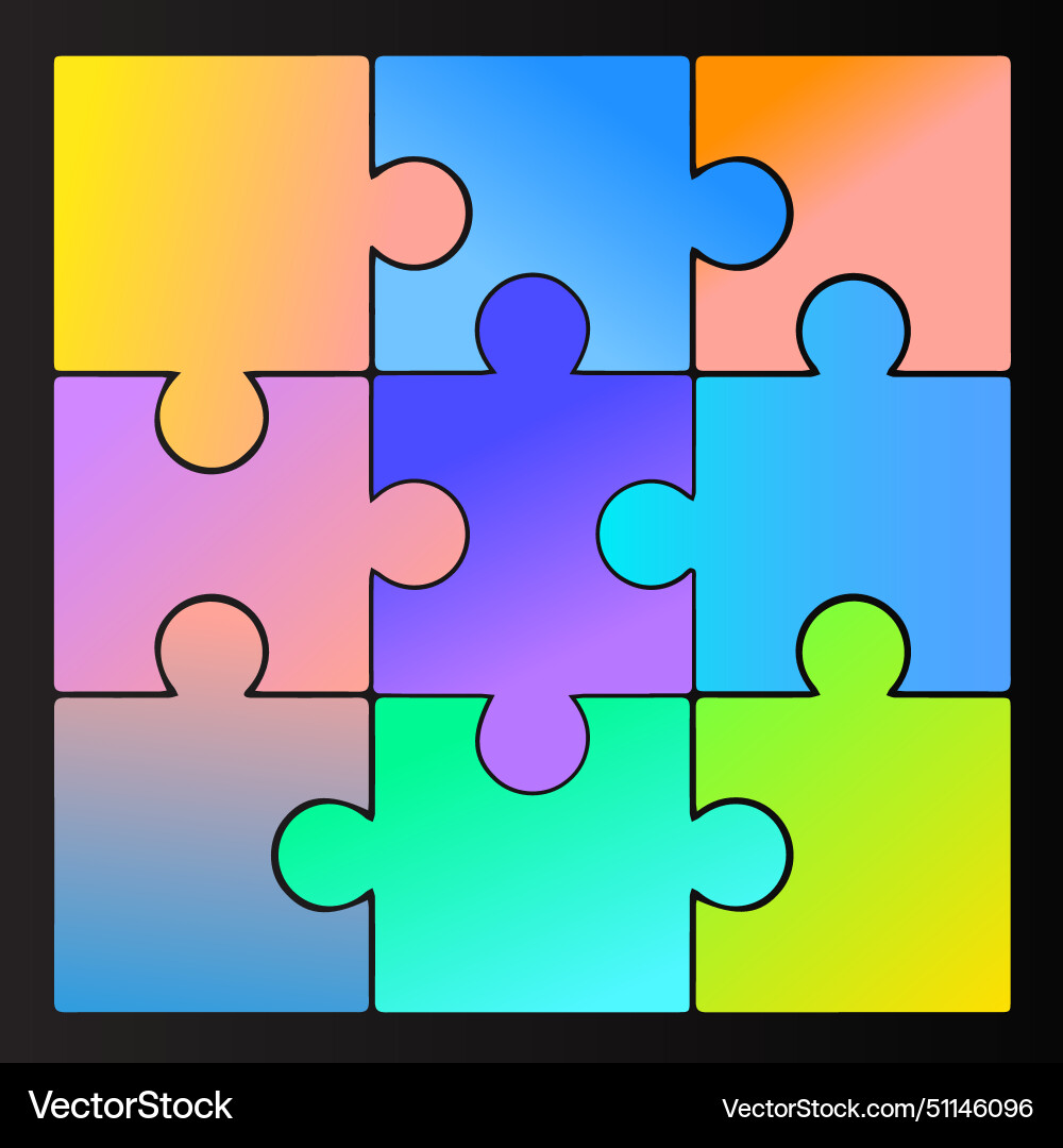 Puzzles grid - blank template puzzle pieces Vector Image