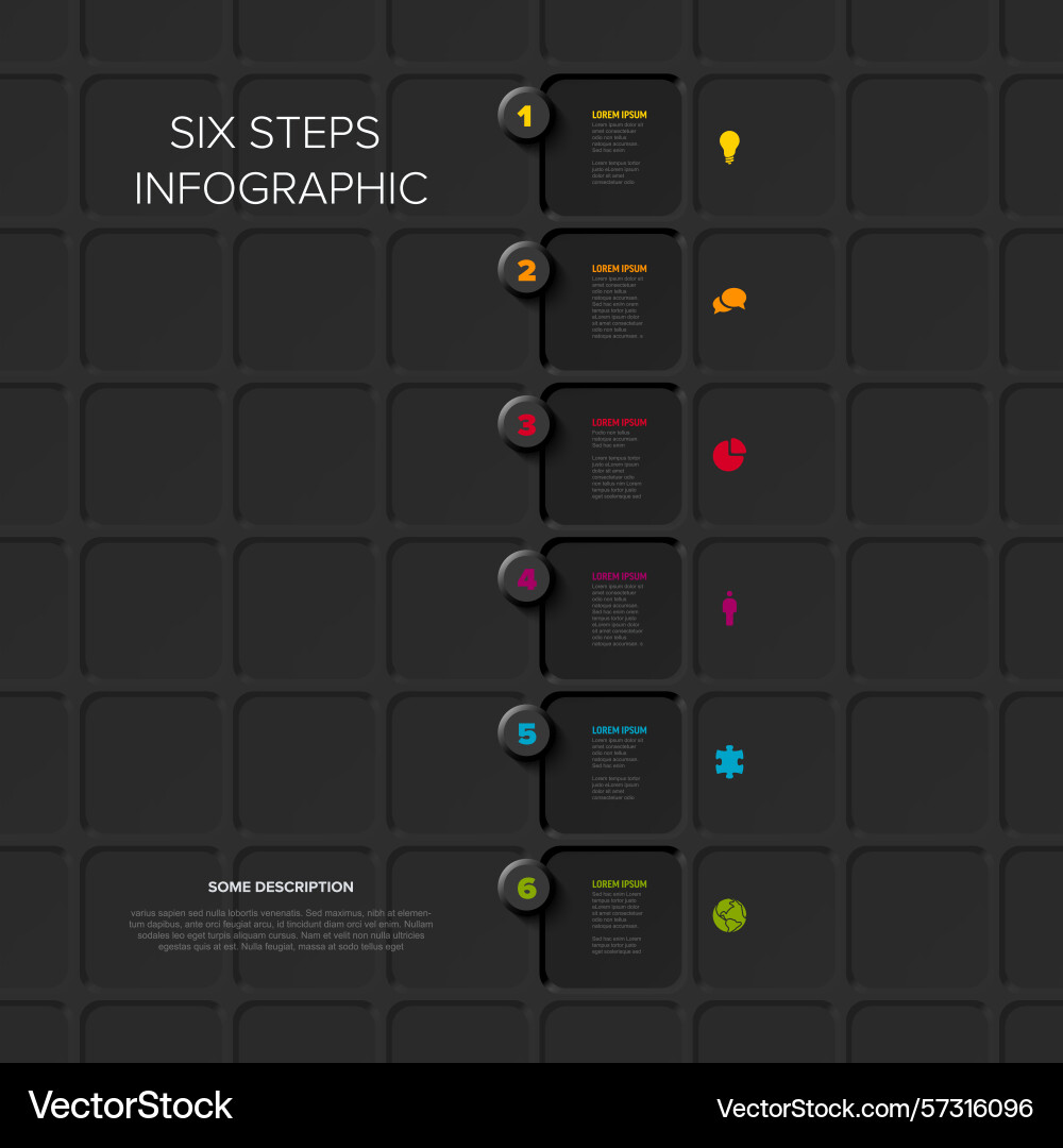 Six steps vertical infographic design template Vector Image