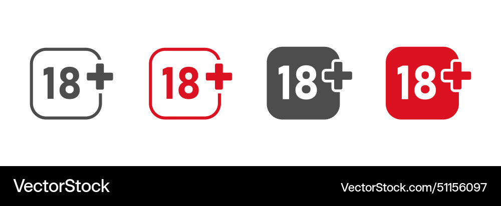 18 plus flat signs set Royalty Free Vector Image