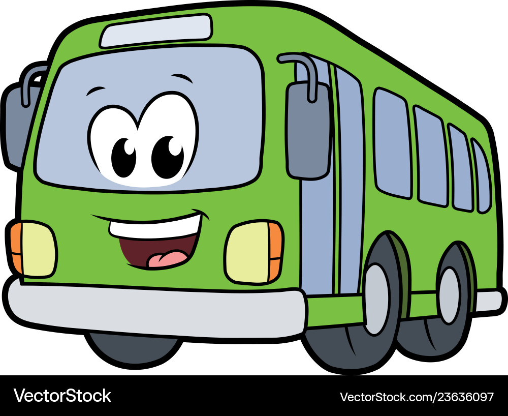 Cute smiling bus Royalty Free Vector Image - VectorStock