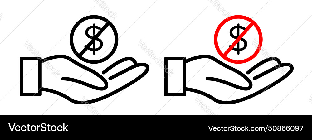 No dollar sign icon set currency cost fee Vector Image