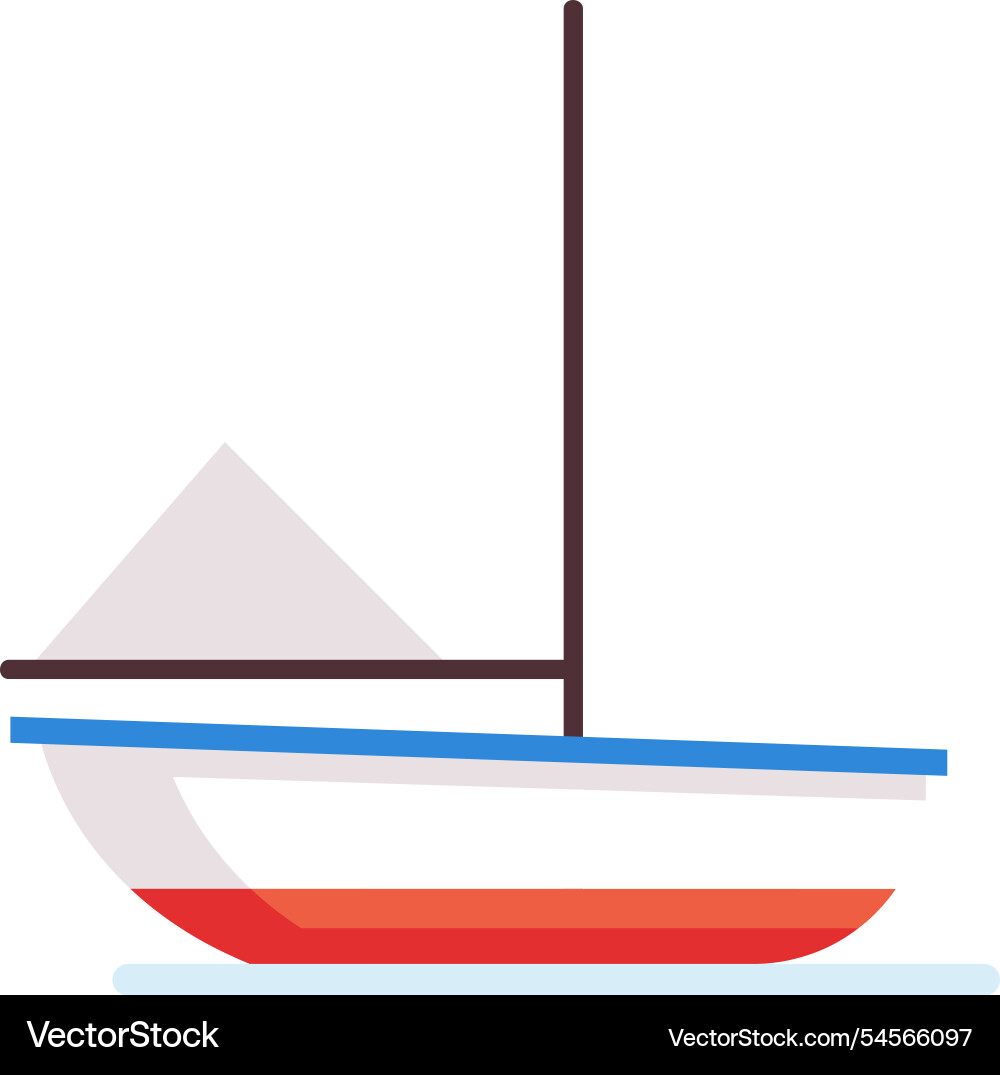 Small sailing boat with a triangular sail and Vector Image