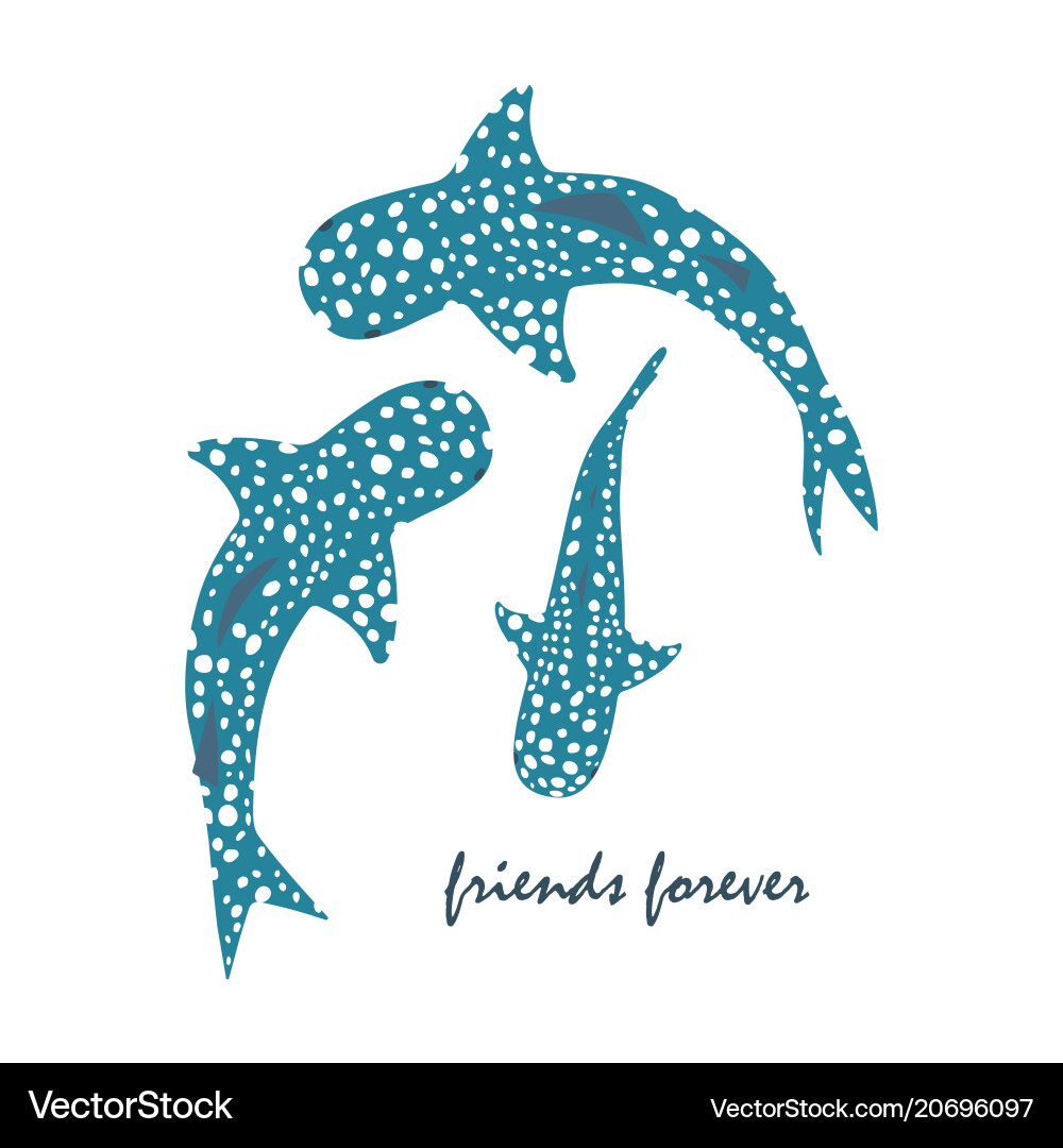 Whale Sharks - Friends Forever Royalty Free Vector Image