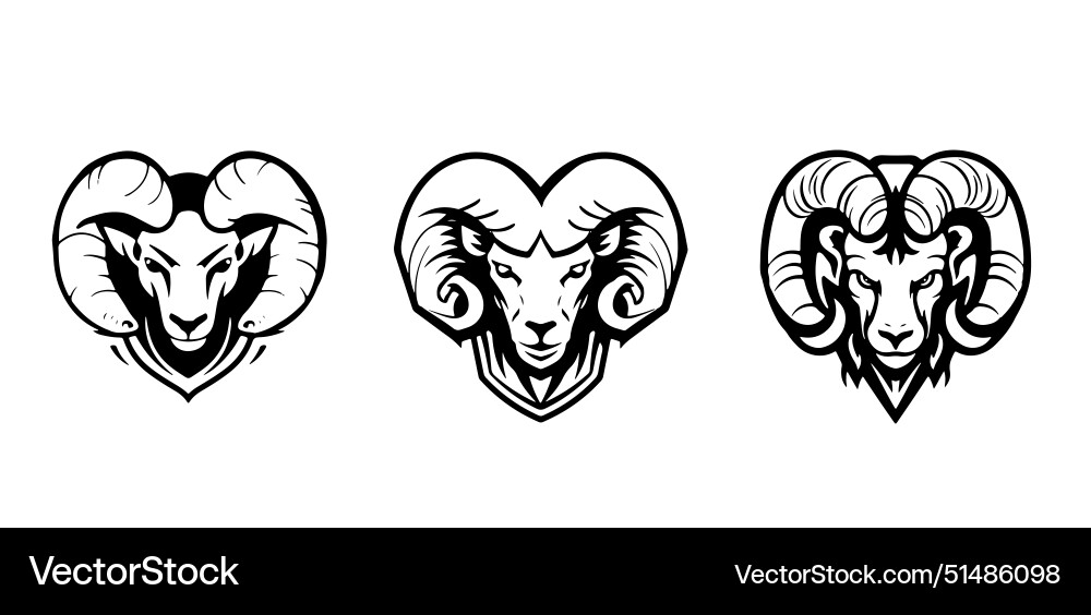 Aries graphic icon head ram black sign isolated Vector Image
