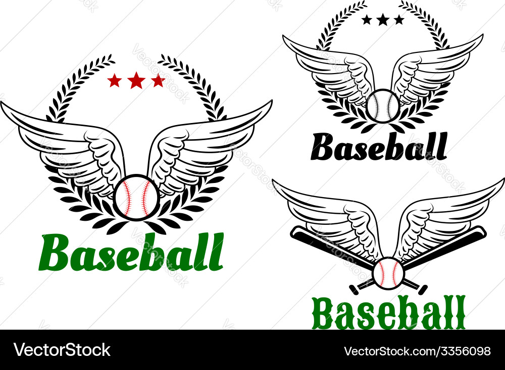 Baseball Angel Wings Emblem Royalty Free Vector Image