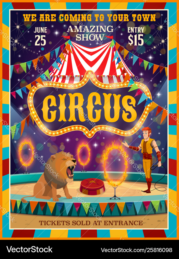 Circus show amusement carnival performance Vector Image