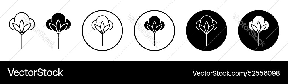 Cotton icon set on white background Royalty Free Vector