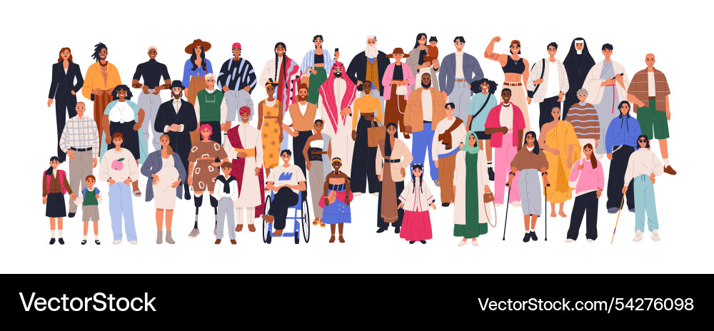 Diverse crowd multicultural inclusive society Vector Image