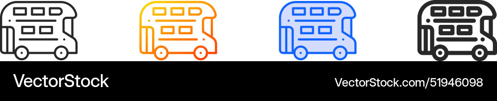 Double decker bus iconthin linear gradient blue Vector Image