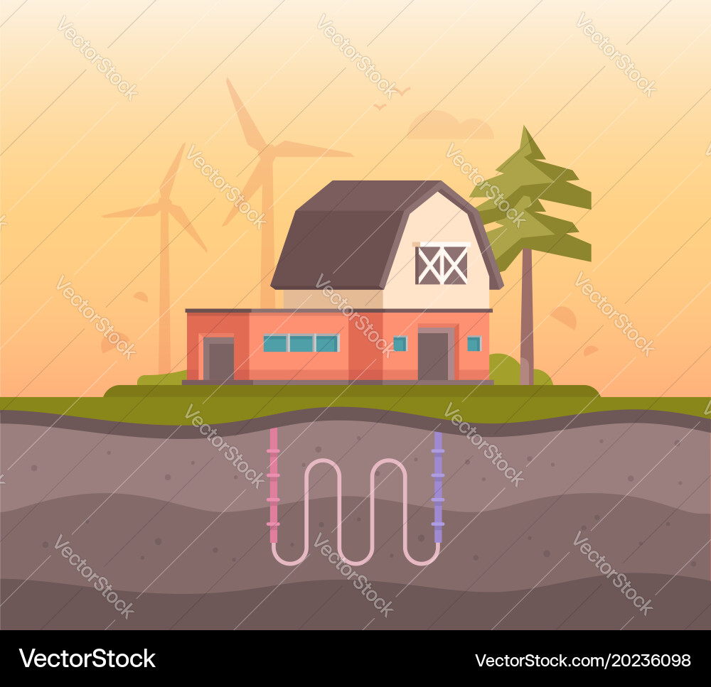 Farm house with sewage system - modern flat design