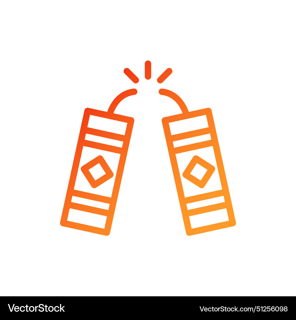 Firecrackers icon gradient red orange chinese Vector Image