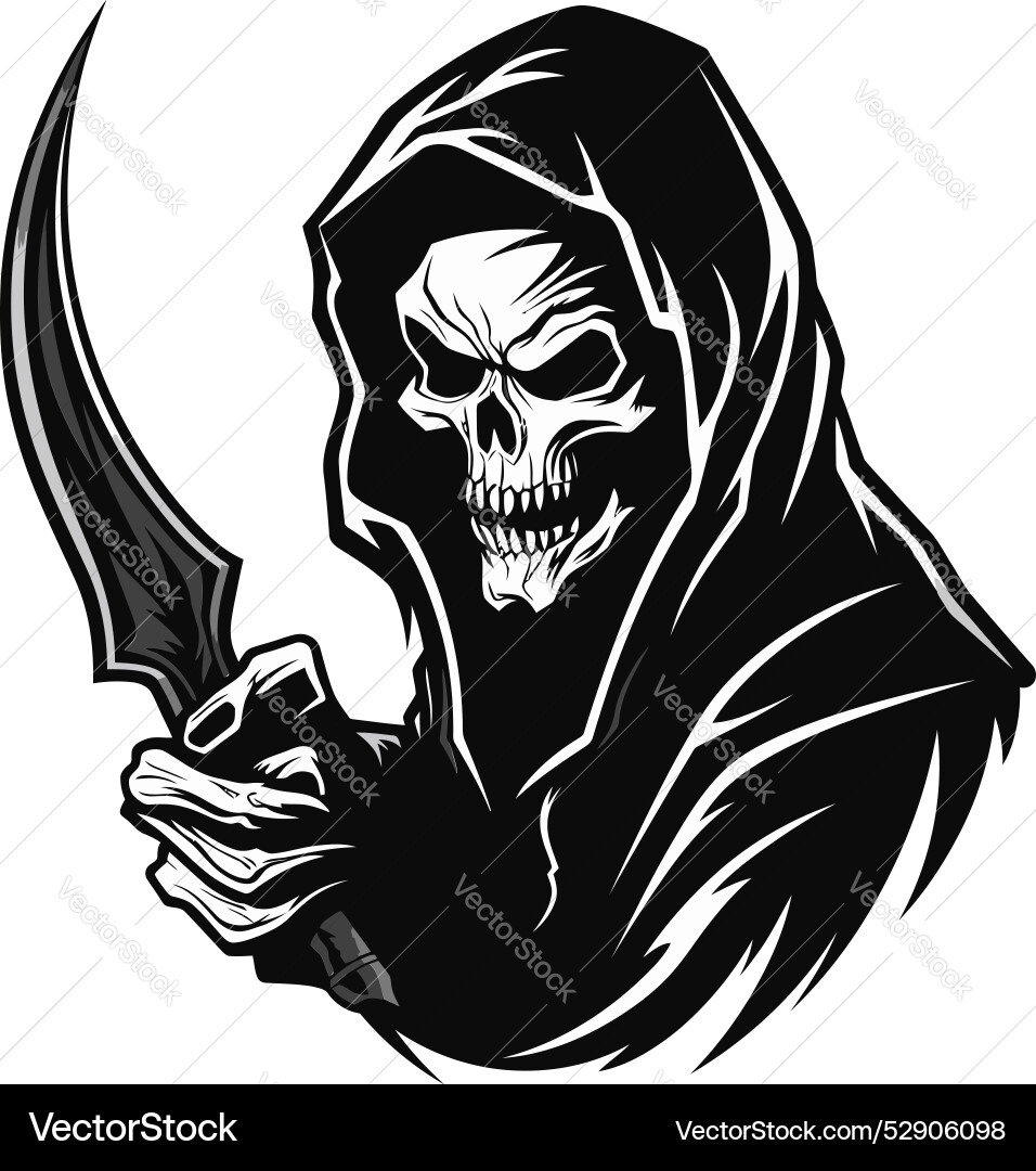 Grim harvest stylish reaper logo simplistic Vector Image