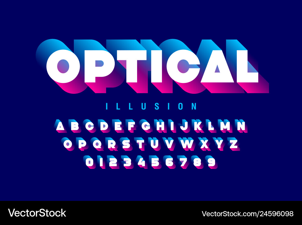Optical Illusion Alphabet Font Royalty Free Vector Image