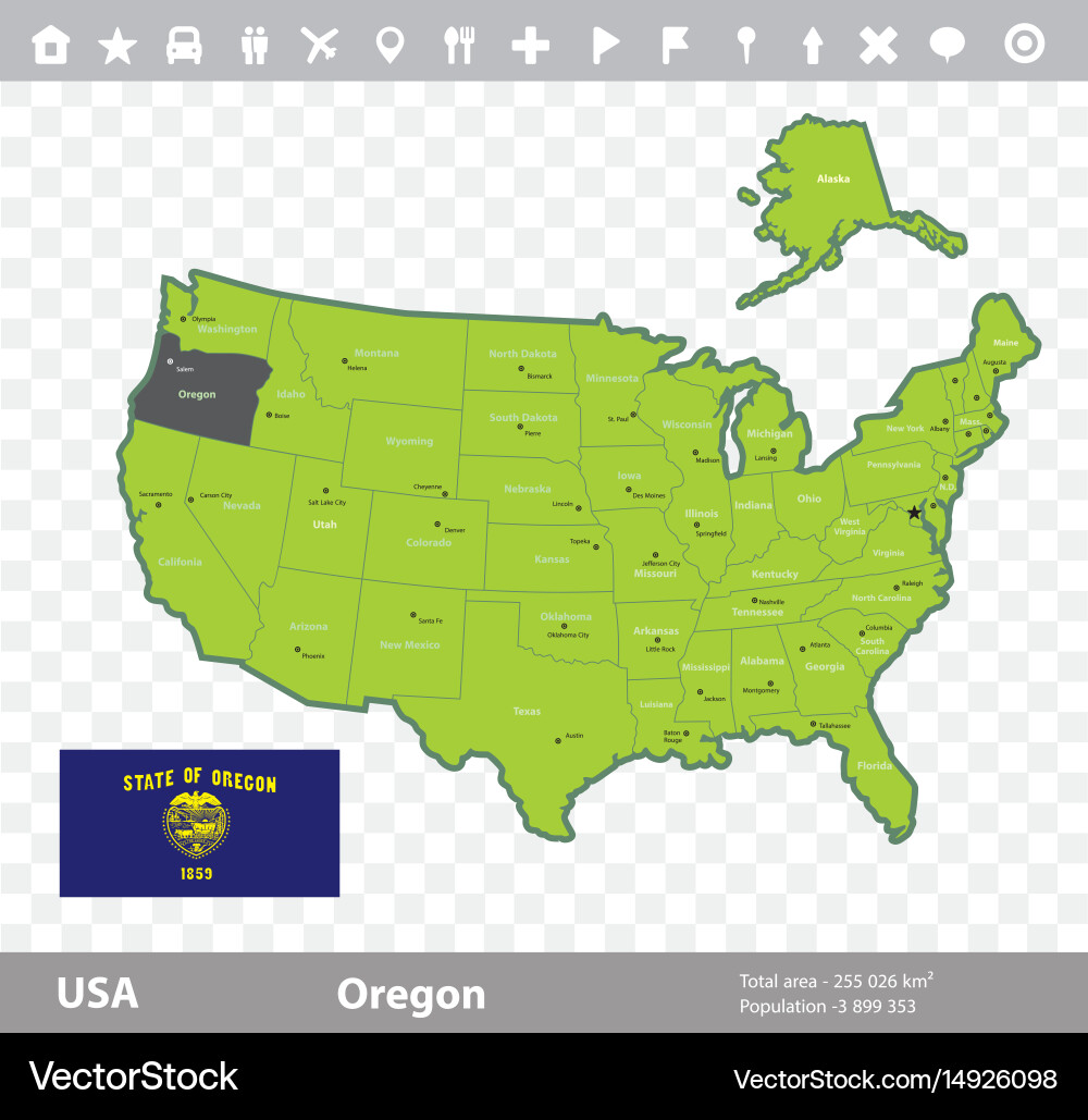Oregon State Flag and Map Royalty Free Vector Image