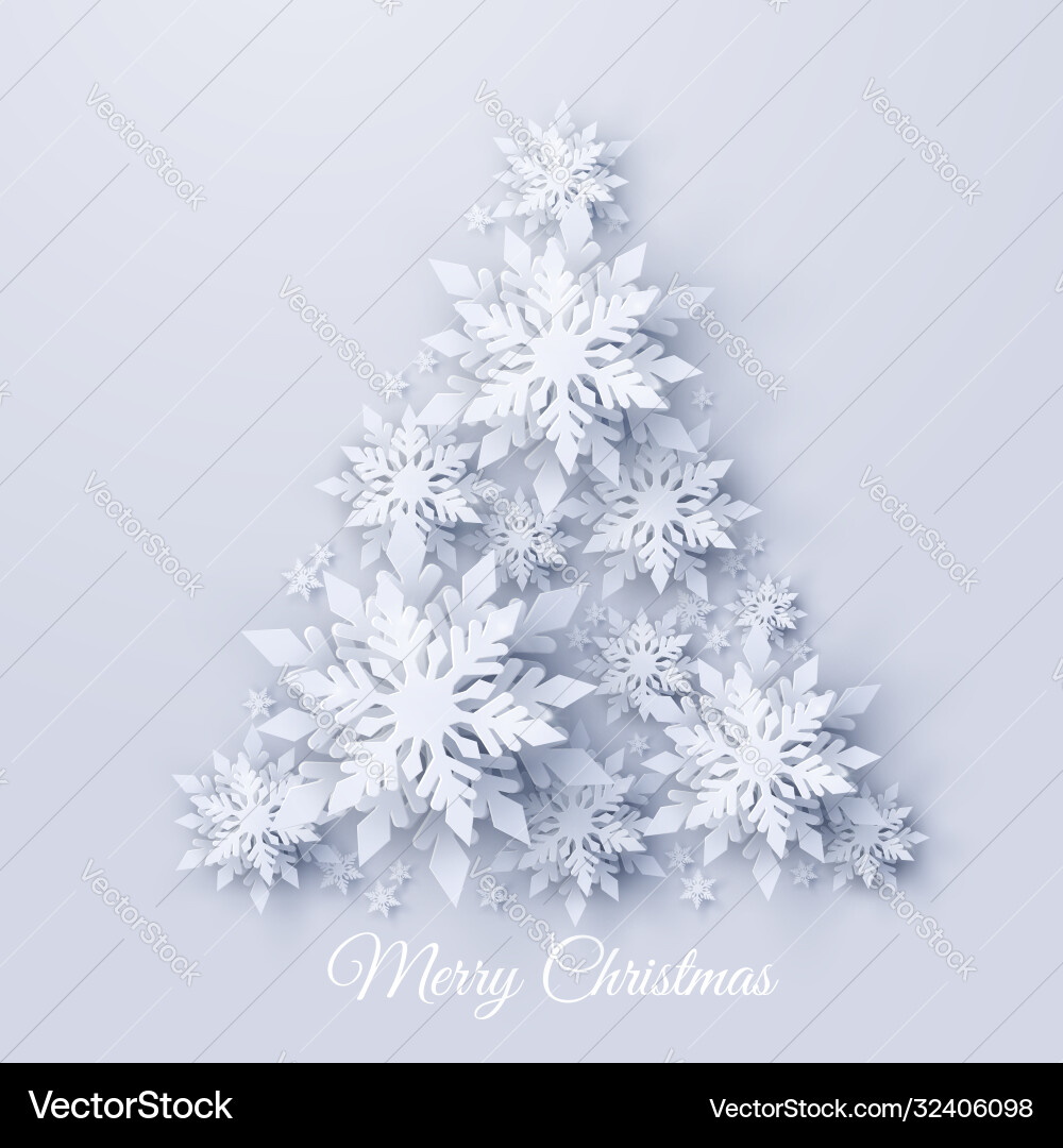 Paper Snowflake Christmas Tree Royalty Free Vector Image