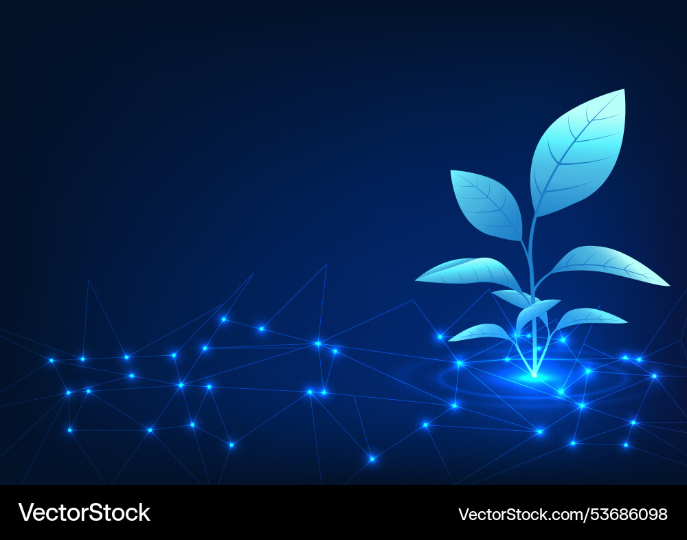 Smart Farm Technology Plants With Network Vector Image