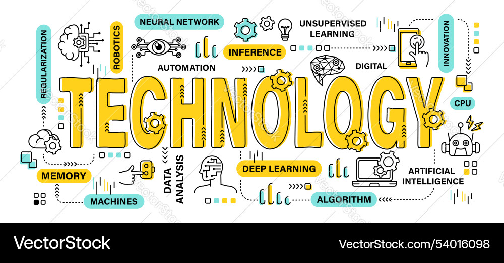 Technology Word Art Banner Royalty Free Vector Image