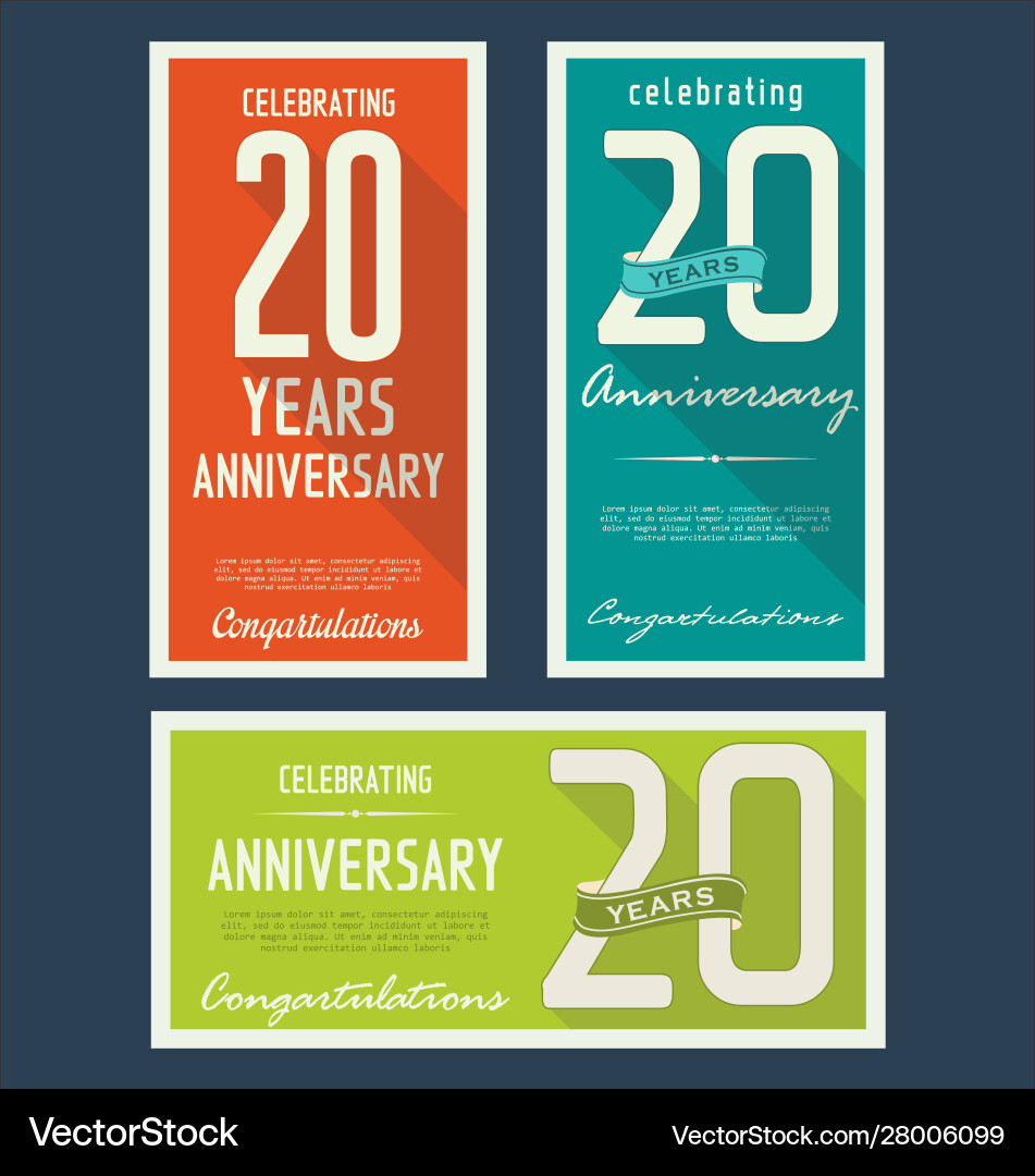 Anniversasry retro background 20 years Royalty Free Vector