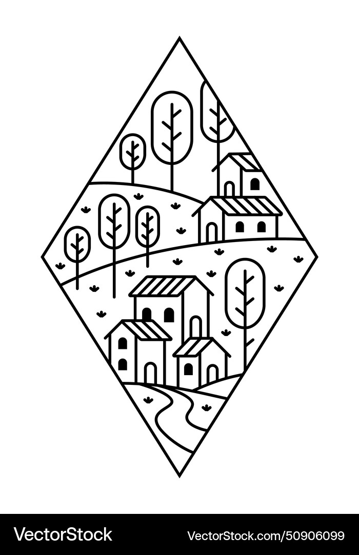 Beautiful nature line art Royalty Free Vector Image