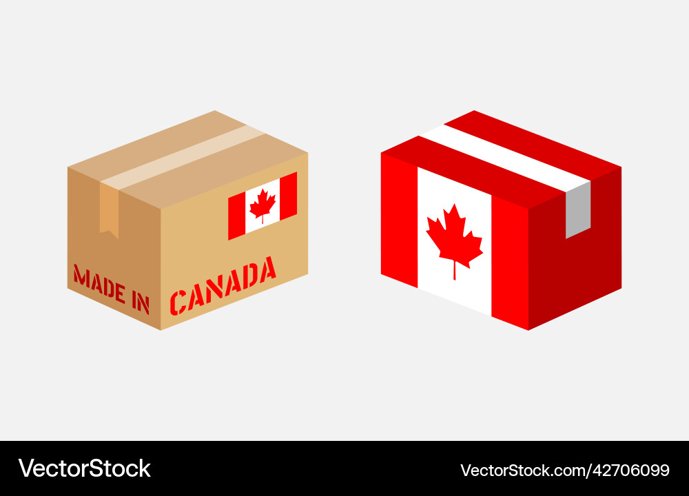 Box with canada flag icon set cardboard delivery Vector Image