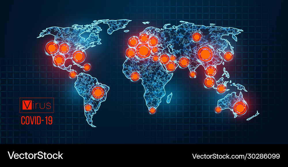COVID-19 Global Pandemic Map Royalty Free Vector Image