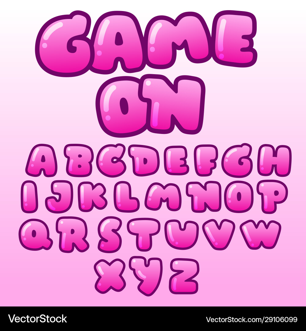 Cute bubble pink font collection Royalty Free Vector Image