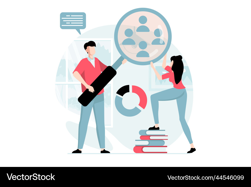 Focus group concept with people scene in flat Vector Image