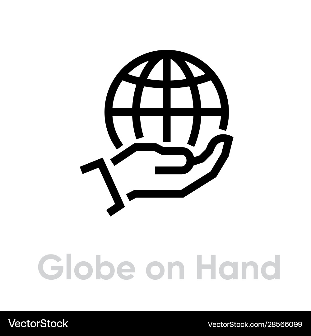 Globe on hand icon Royalty Free Vector Image - VectorStock