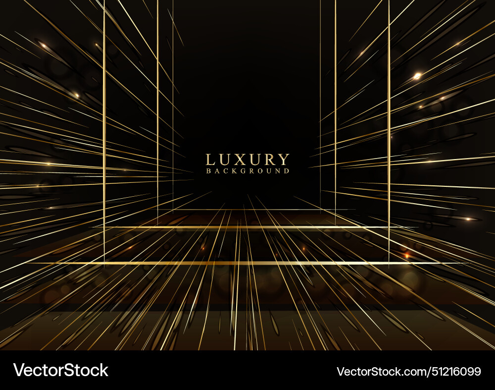 Luxury black stage background with gold light Vector Image