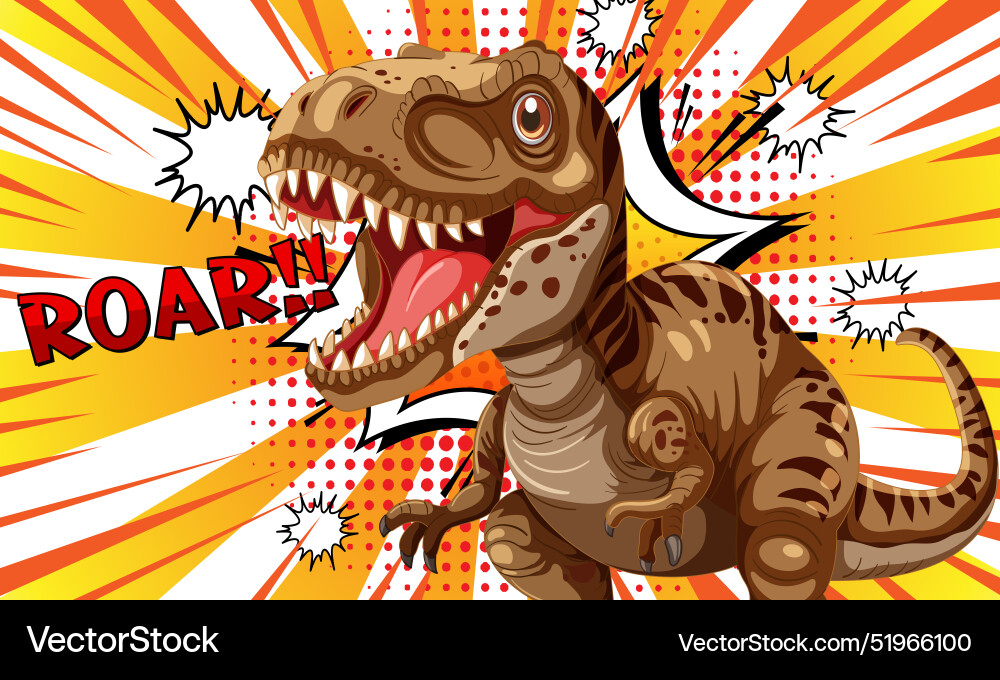 A roaring dinosaur in comic style Royalty Free Vector Image