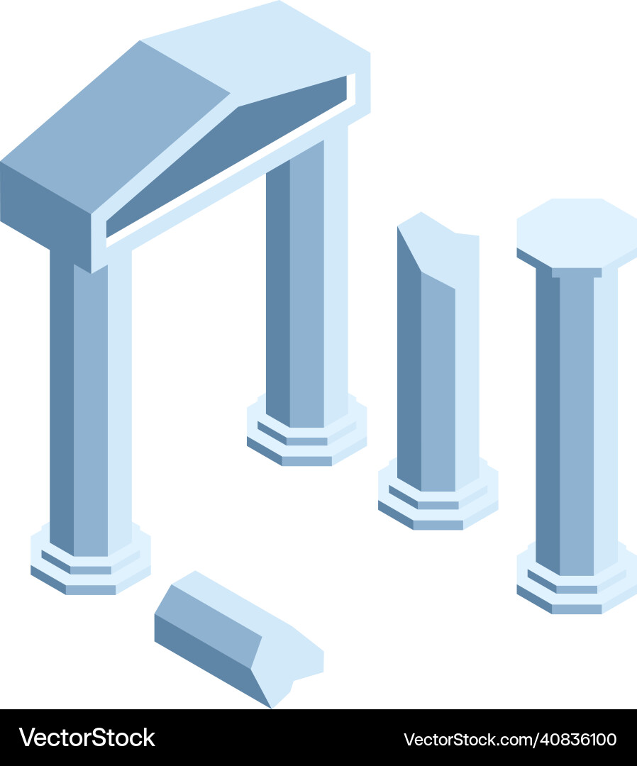 Ancient pillars isometric composition Royalty Free Vector