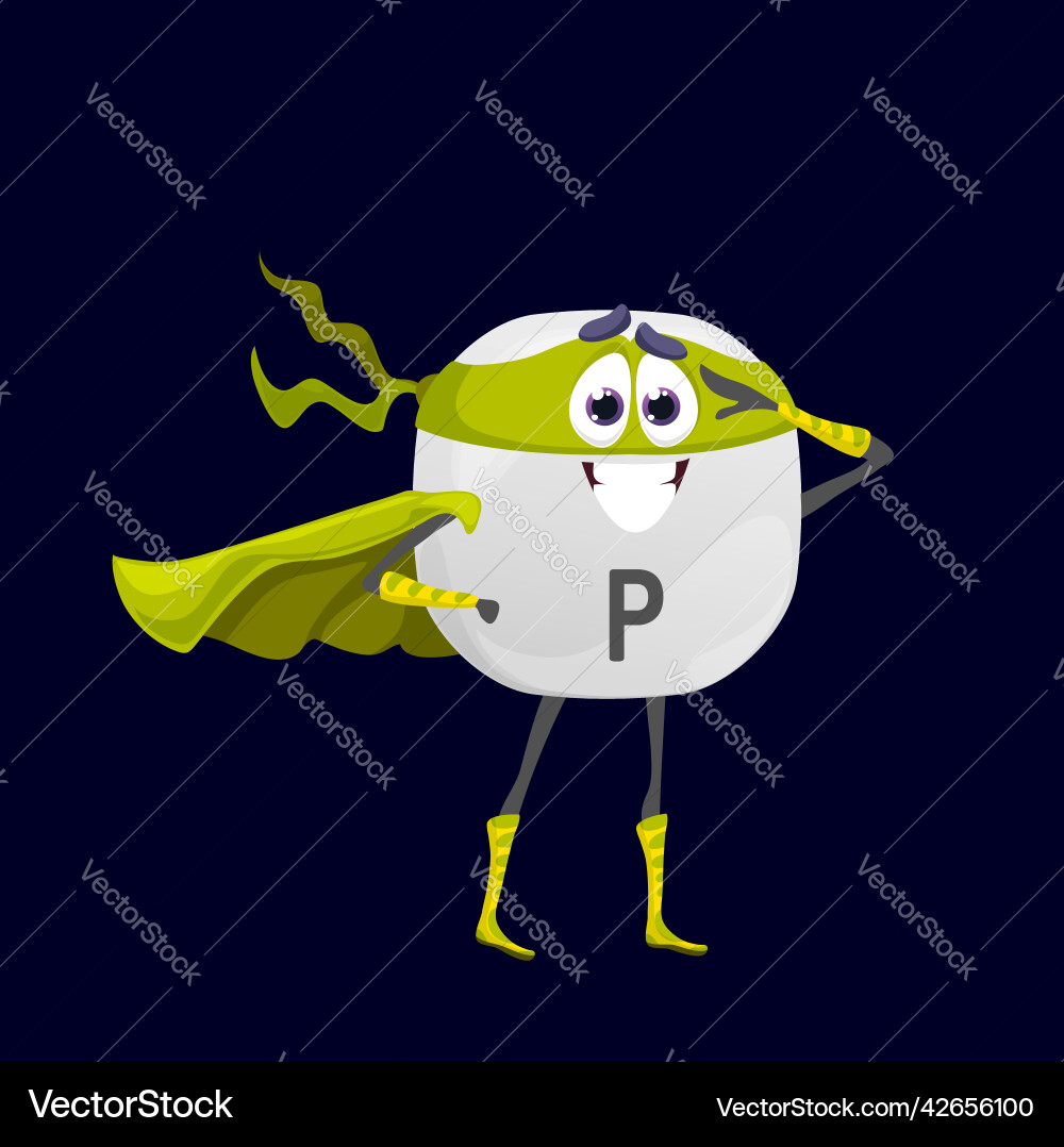 Cartoon phosphorus superhero micronutrient in mask