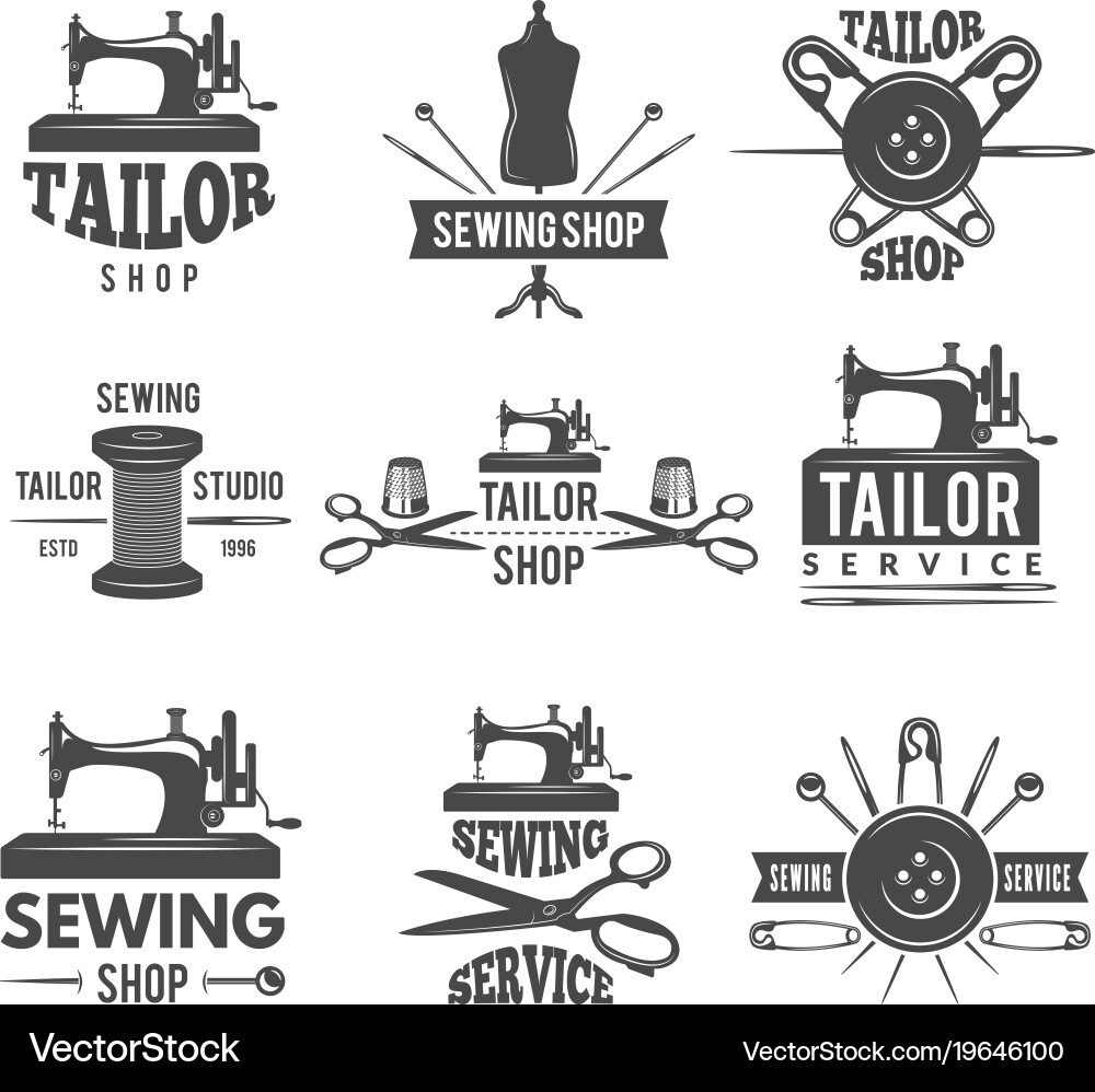 Different labels or logos set for tailor shop Vector Image